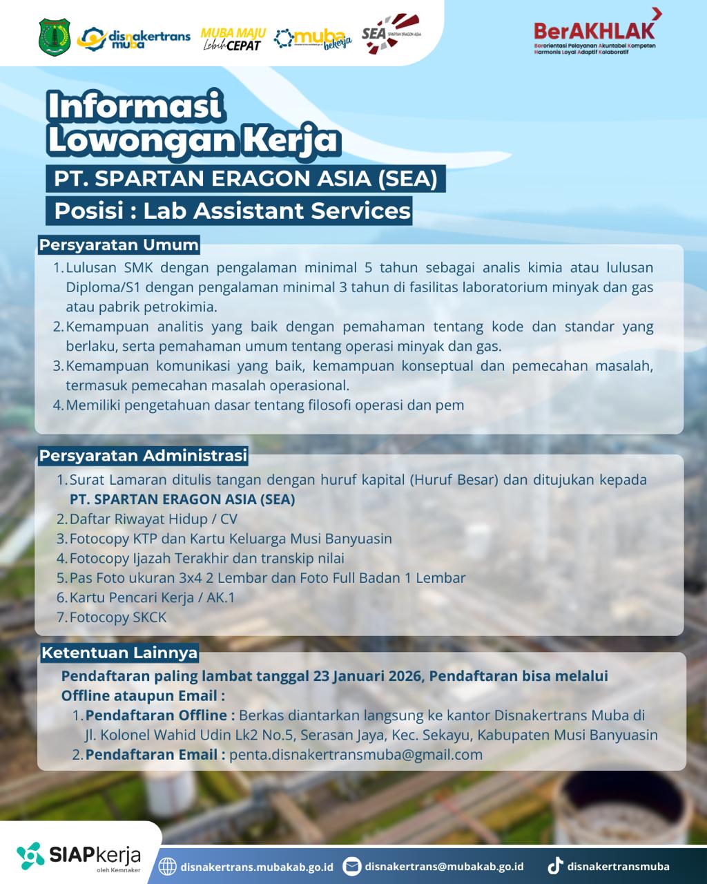 Disnakertrans Muba Gandeng PT Spartan Eragon Asia, Buka Peluang Kerja ...