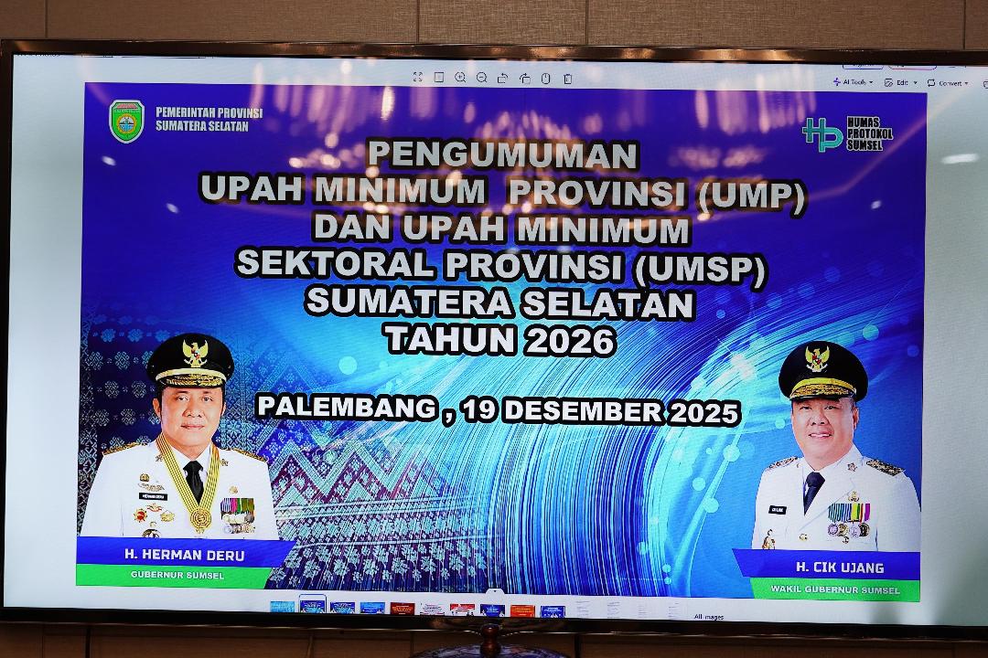 Tetapkan UMP Sumsel 2026 Naik 7,10 Persen Jadi Rp3,9 Juta